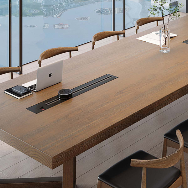 Latitude Run® Modern Minimalist Solid Wood Iron Triangle Conference ...