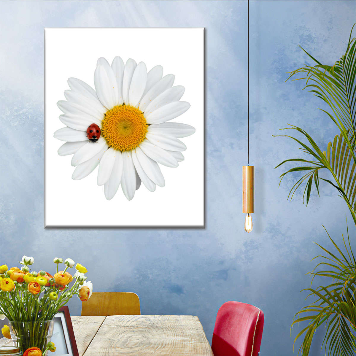 Gracie Oaks Ladybug On Daisy Canvas Print On Canvas Print | Wayfair
