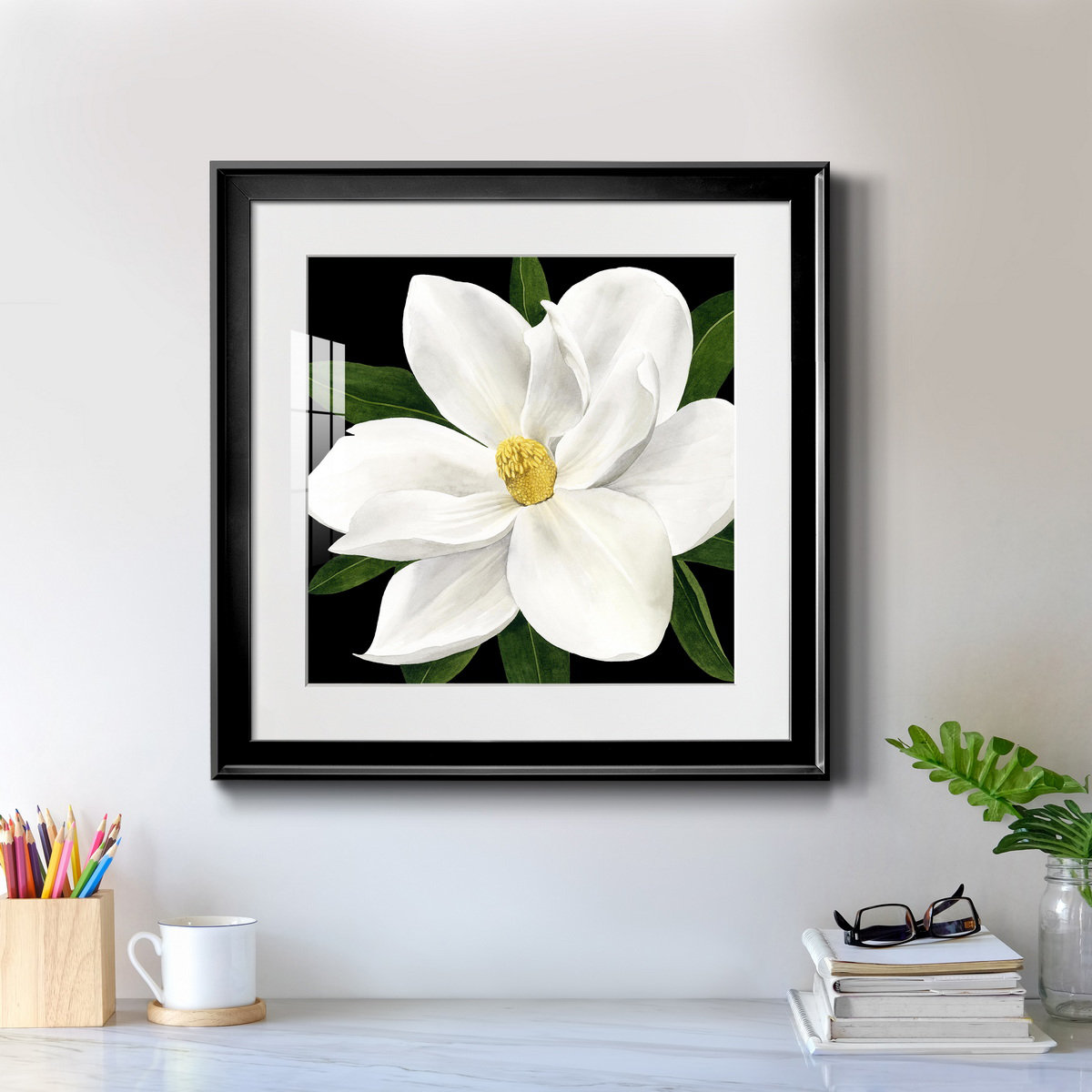 Winston Porter Midnight Magnolia II-Premium Framed Print - Ready To ...