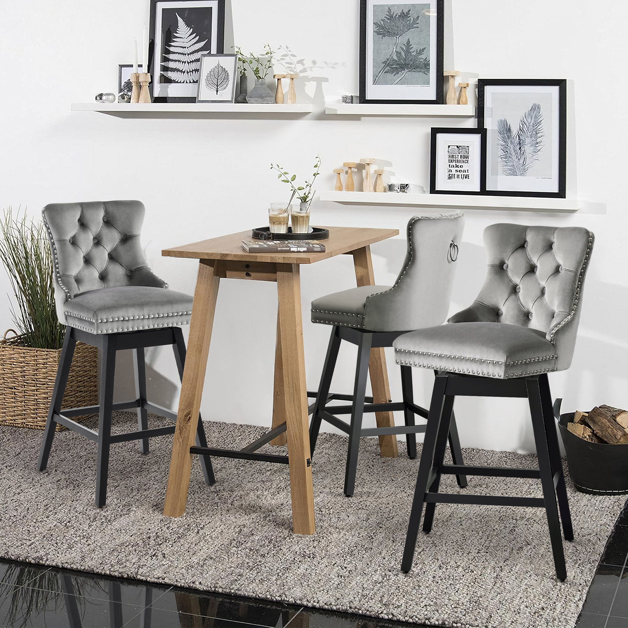 Rosdorf Park Lynlie Swivel Bar Stool (Set Of 3) | Wayfair