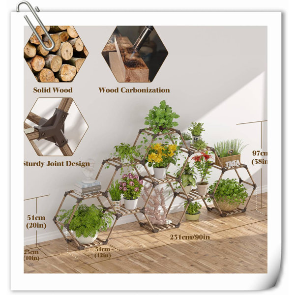 Arlmont & Co. Plant Stand Indoor Hexagonal Plant Stand For Multiple ...
