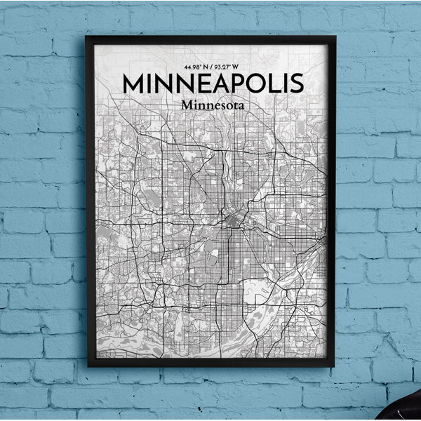 Wrought Studio 'Minneapolis City Map' Graphic Art Print Poster in Tones ...