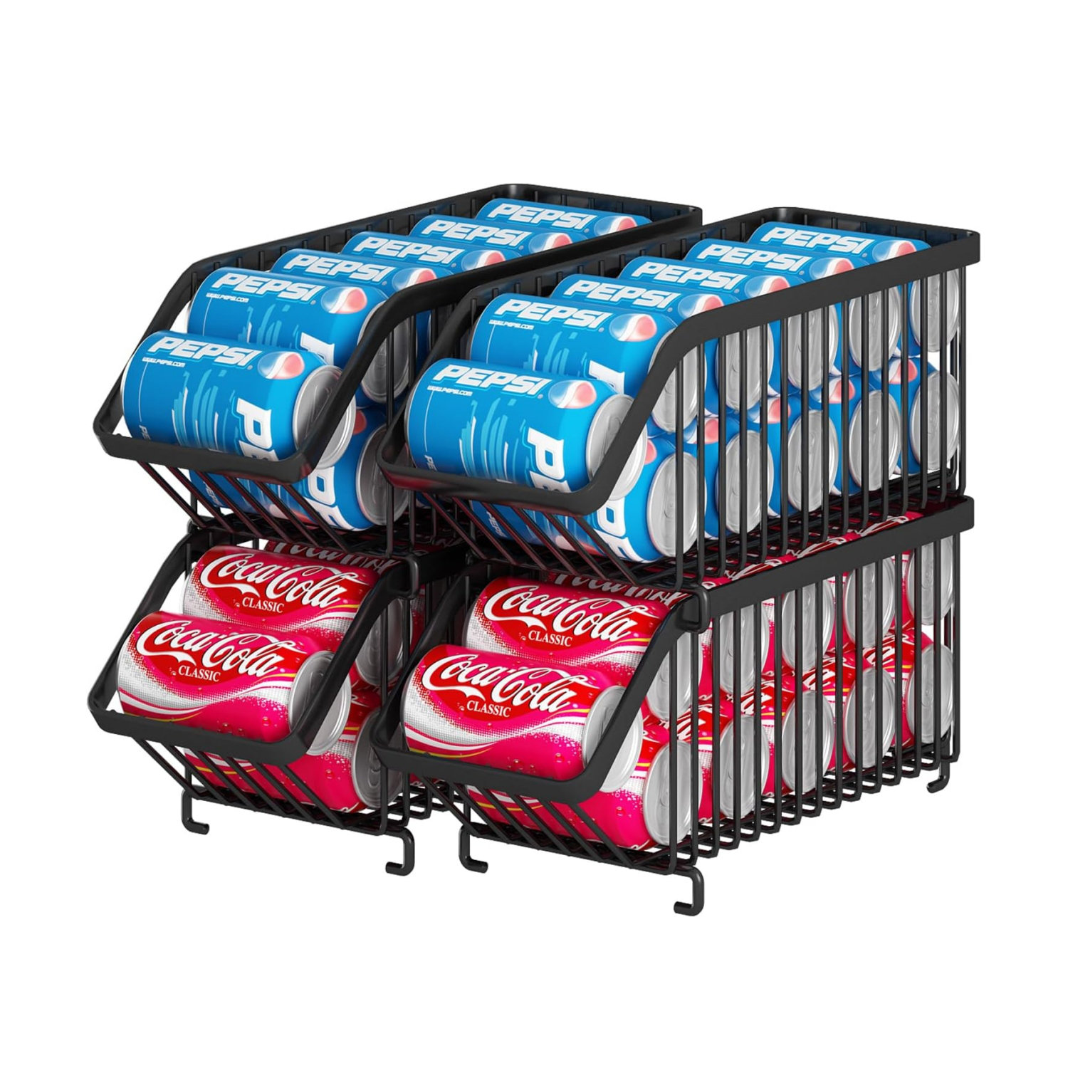 17 Stories 4 Pack Stackable Soda Can Organizer Rack, Can Storage ...
