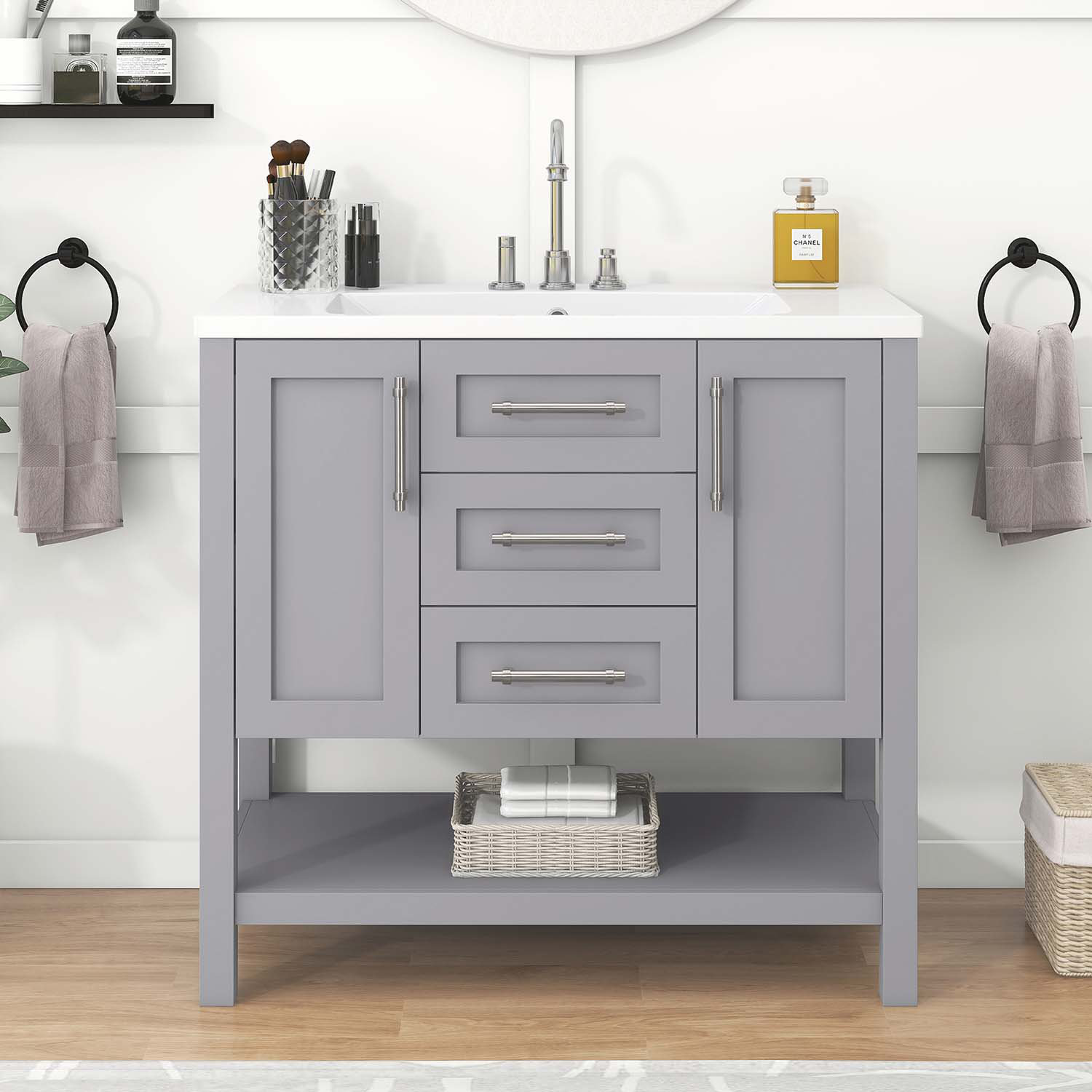 Winston Porter Nobuki 36 Single Bathroom Vanity With Solid Wood Top