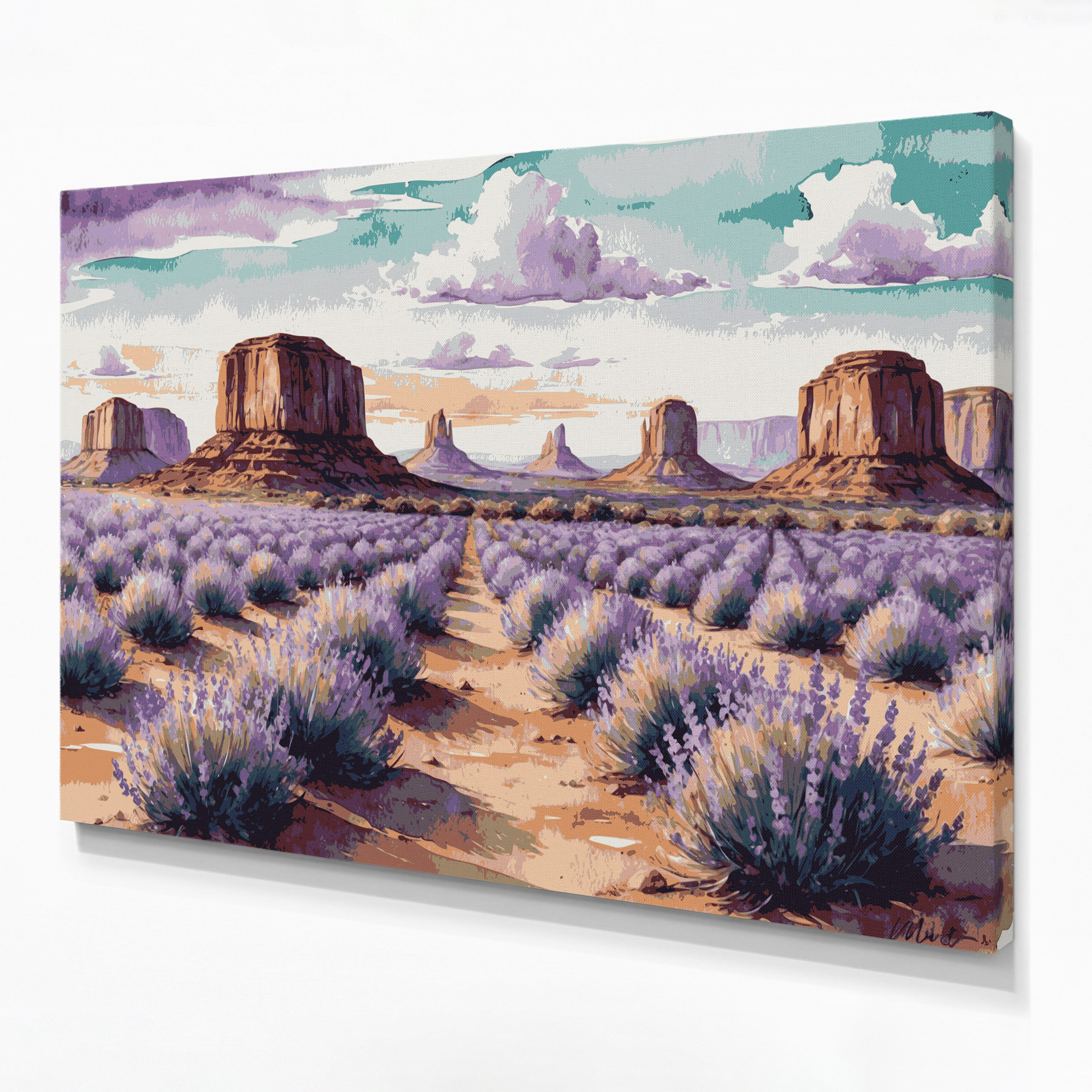 Foundry Select Southwestern Plants Desert Lavender 161 Gray Canvas Wall ...