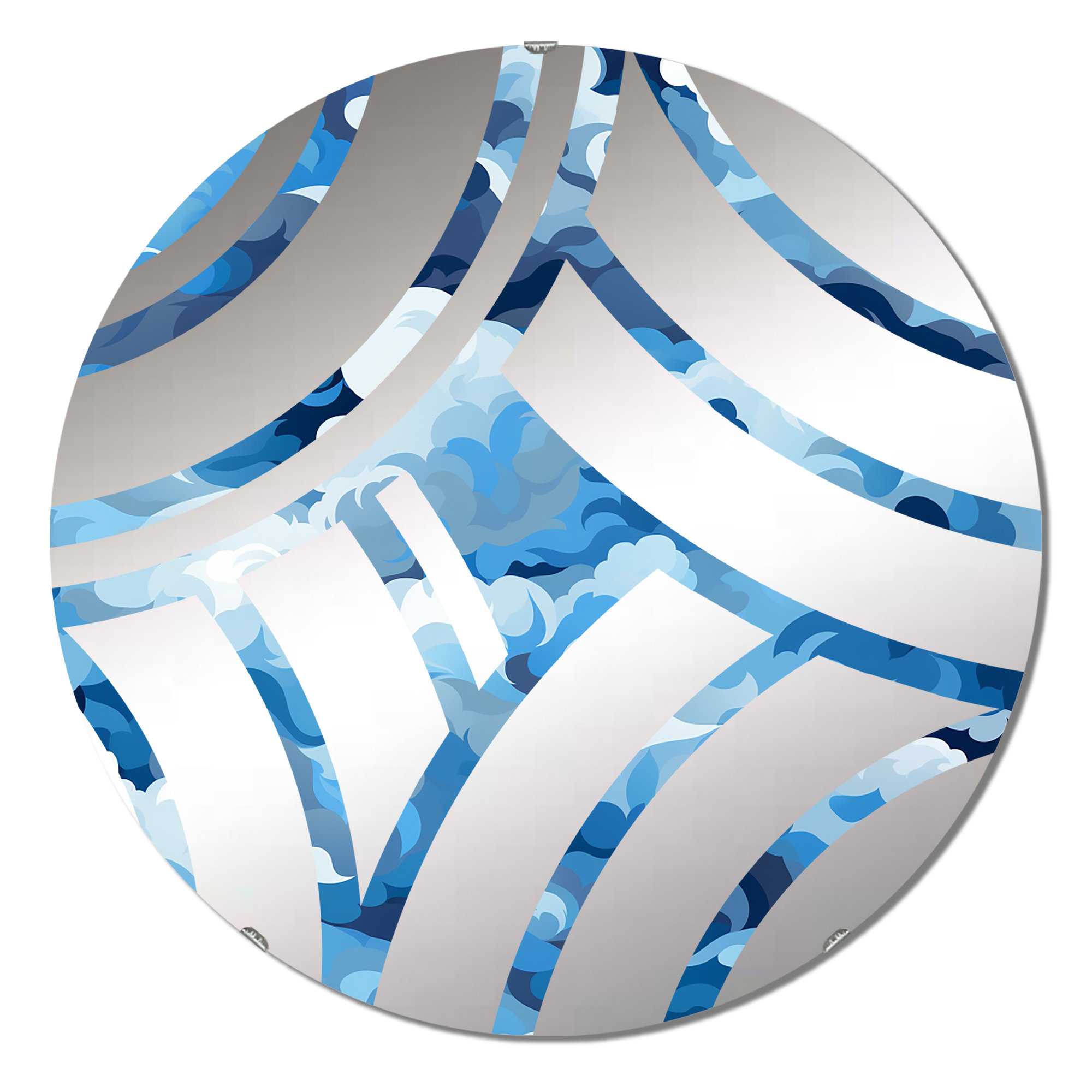 Design Art Blue Camouflage Skies - Centre Wave Decorative Mirror | Wayfair
