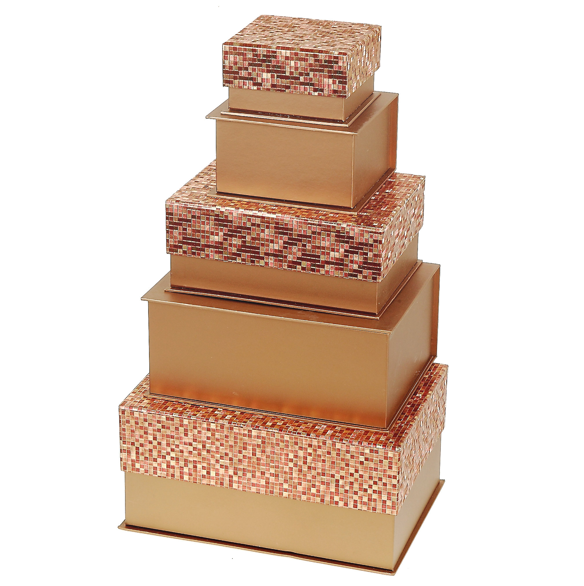 The Holiday Aisle® 5 Piece Metal Shimmery Gold Box Set | Wayfair