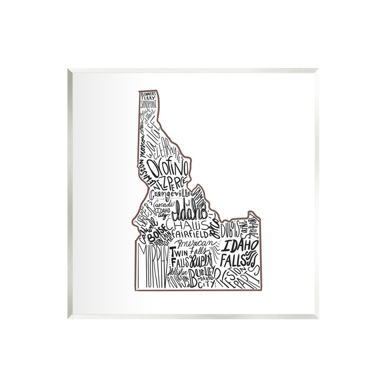 Stupell Industries Idaho State Shape Typography Cities Wall Plaque Art ...