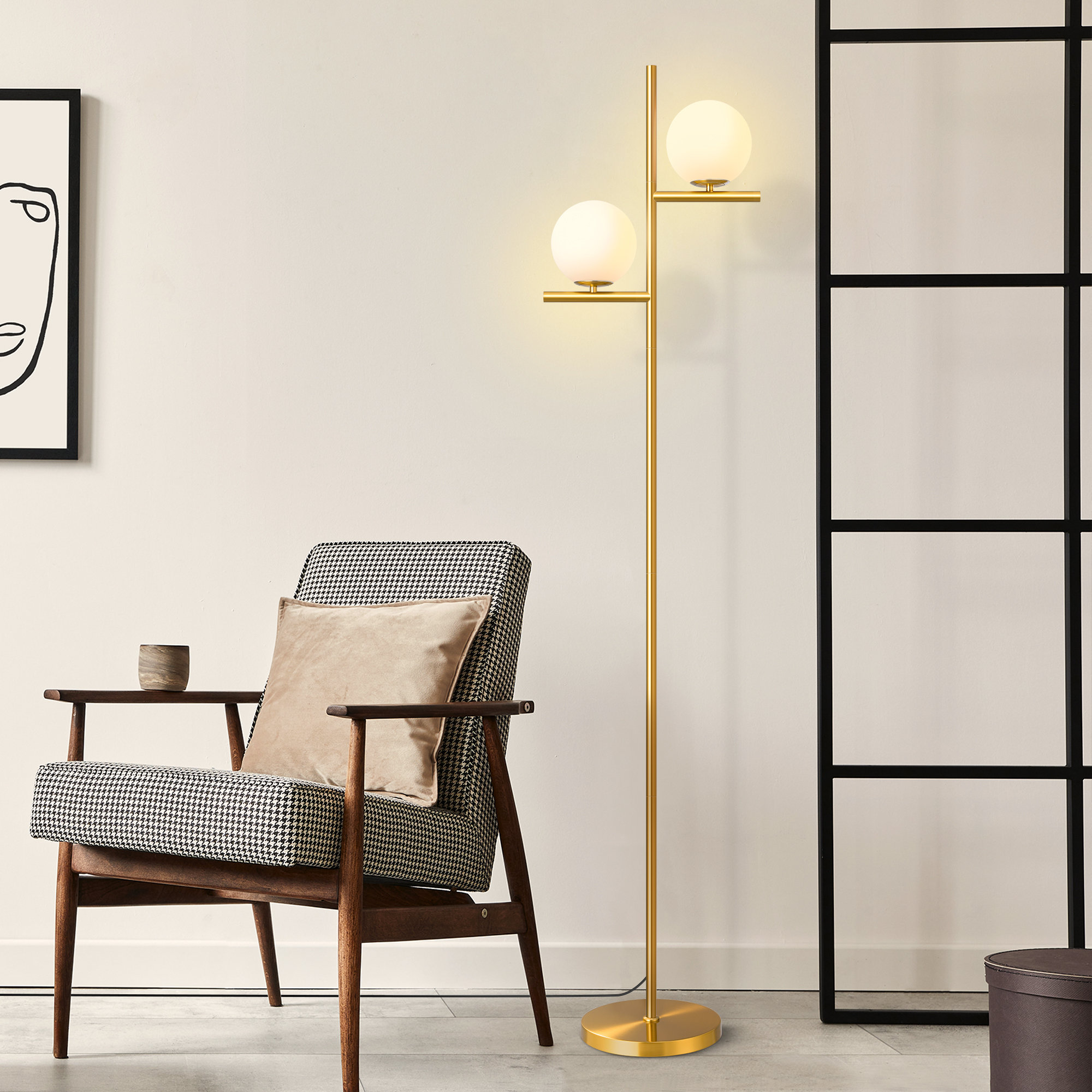 Willa Arlo™ Interiors Saez 68" LED Dimmable Tree Floor Lamp with Globe ...