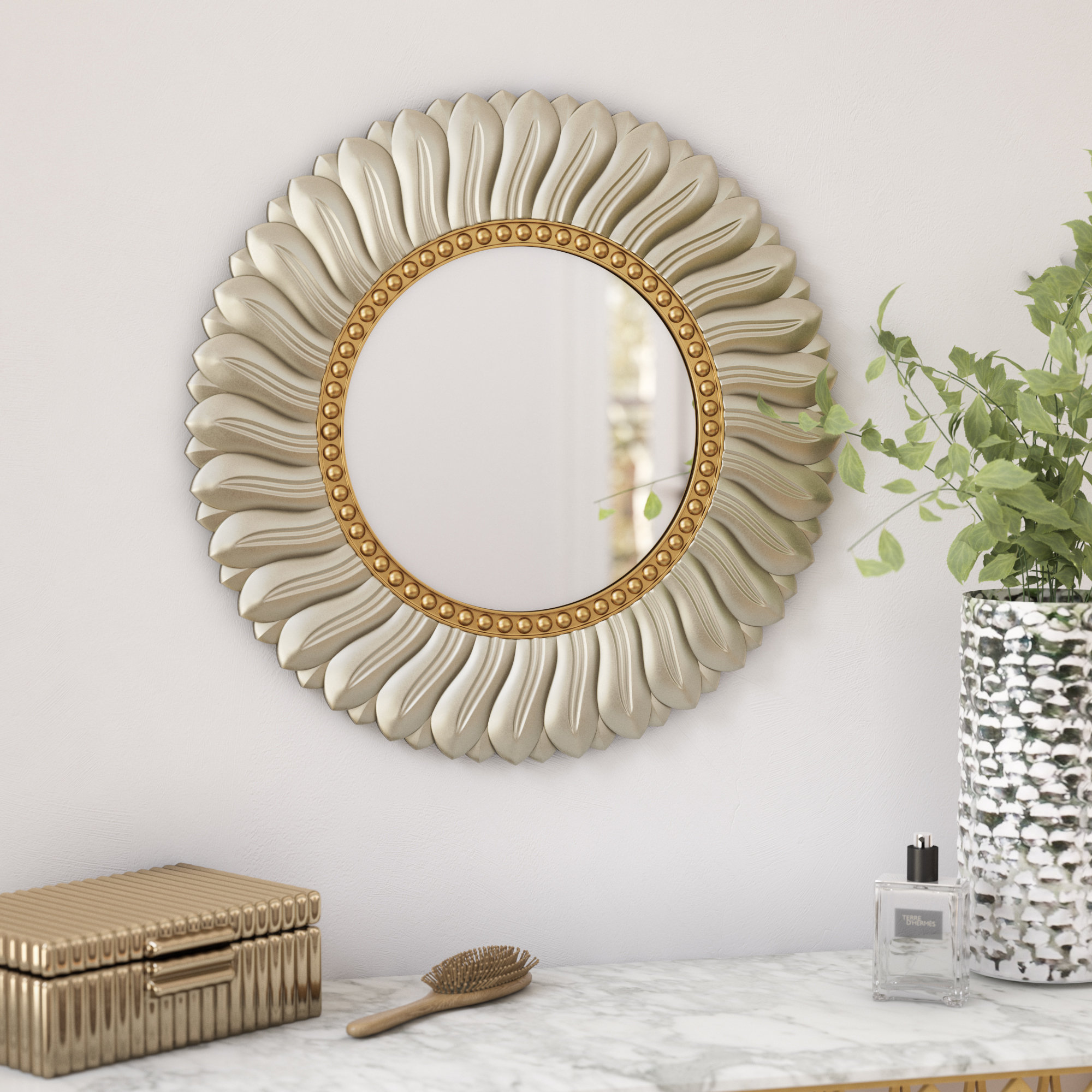 Mercer41 Chappory Mirror Round Plastic Wall Mirror 21.5 Inches ...