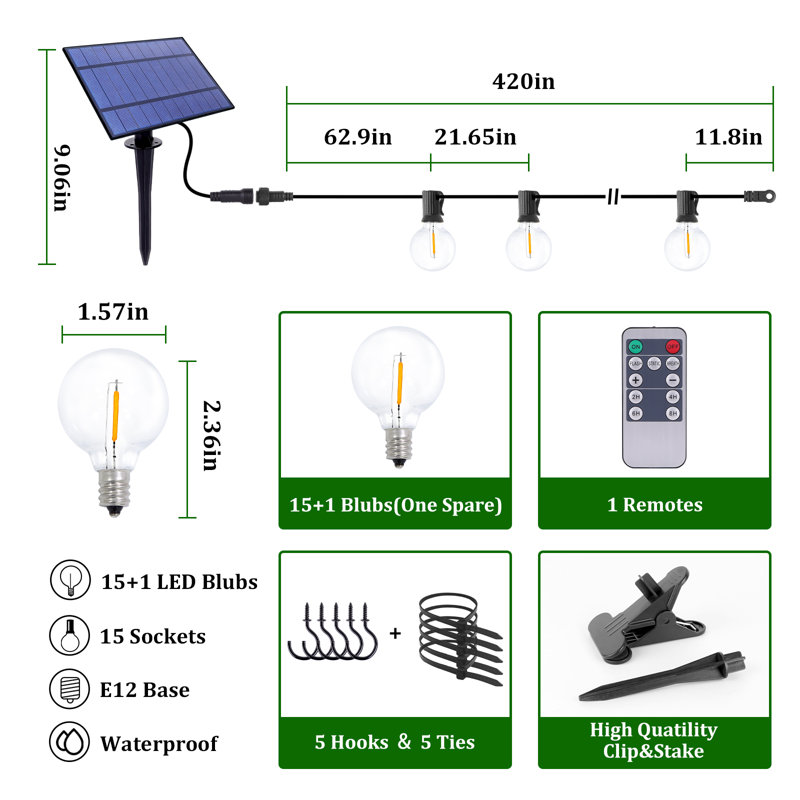 The Holiday Aisle® 420'' 35ft Outdoor String Light Christmas Patio ...