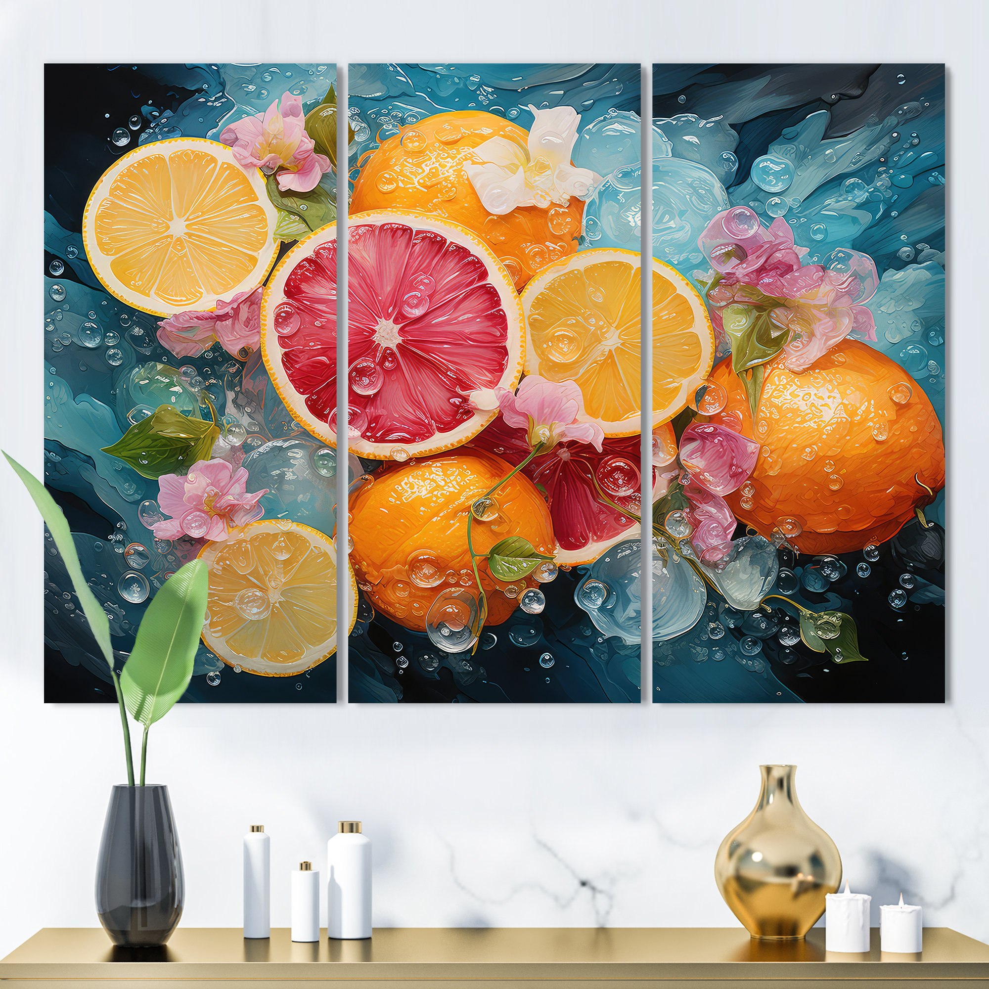 Design Art Citrusy Delight I - Fruits Metal Wall Art Prints Set | Wayfair
