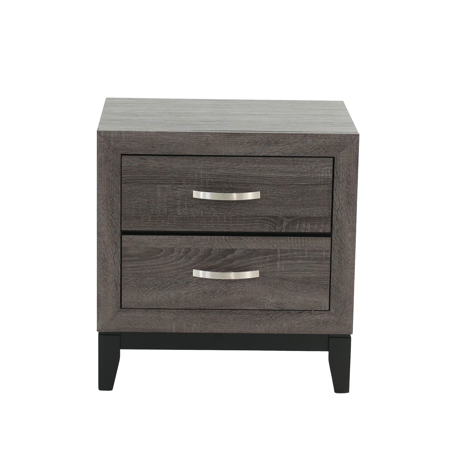 Latitude Run® Solid Wood Bedroom Nightstand With 2 Drawers, Rustic Grey ...