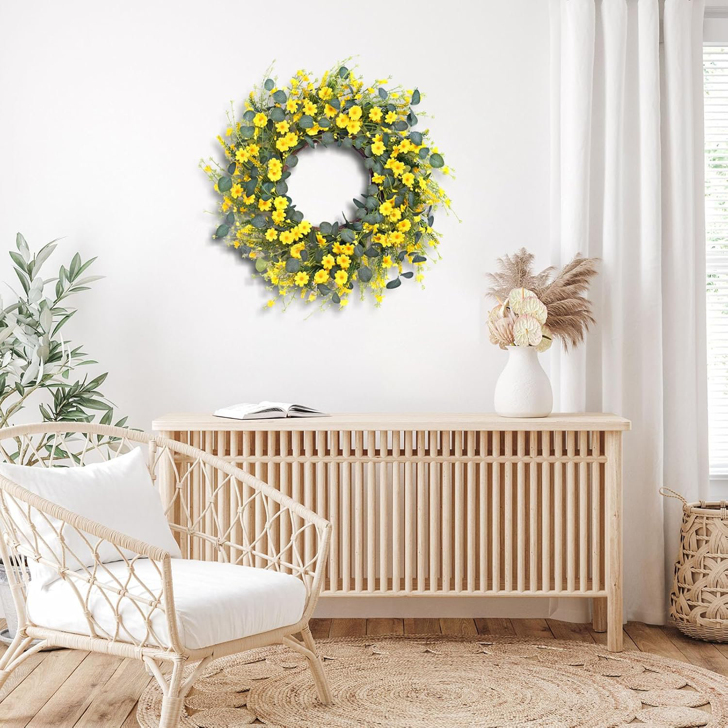 One Allium Way 24'' Spring Wreaths For Front Door Farmhouse Yellow ...