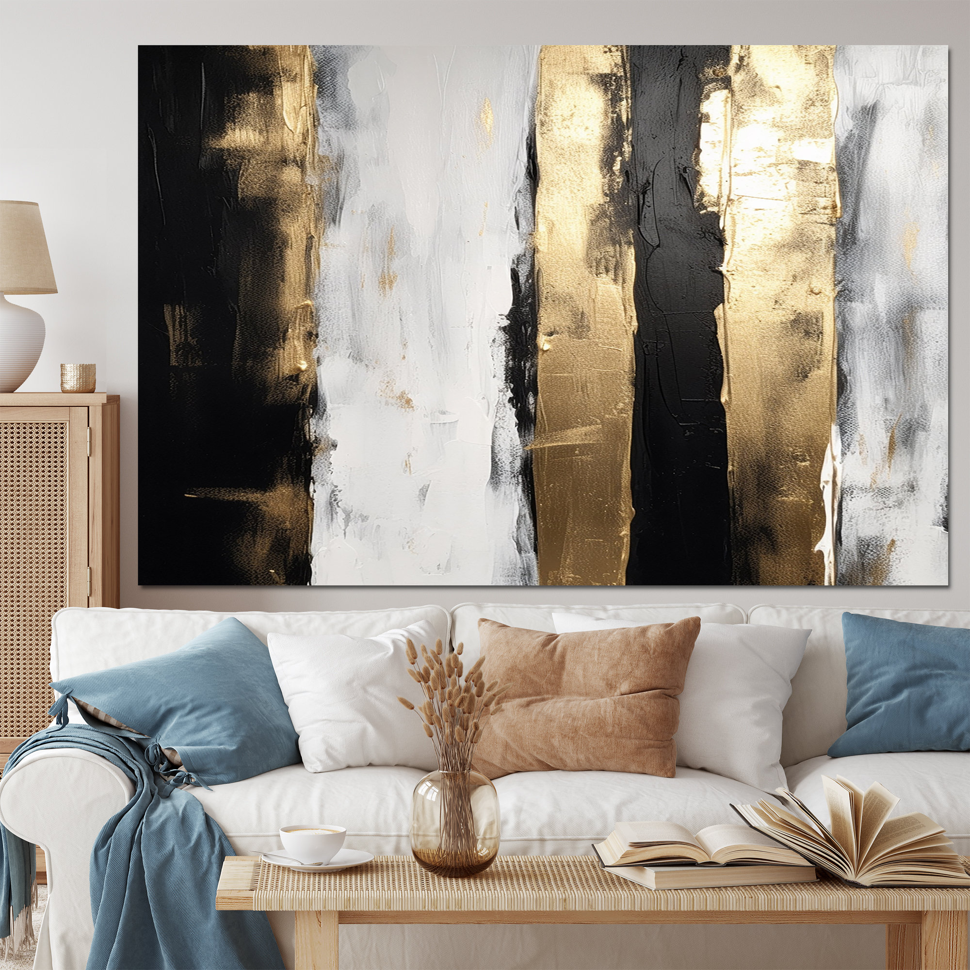 Ivy Bronx Minimal Joy In Black And Gold VIII - Abstract Print Canvas ...