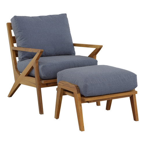 Fairfield Chair Hatteras Teak Patio Chair with Cushions and Ottoman ...