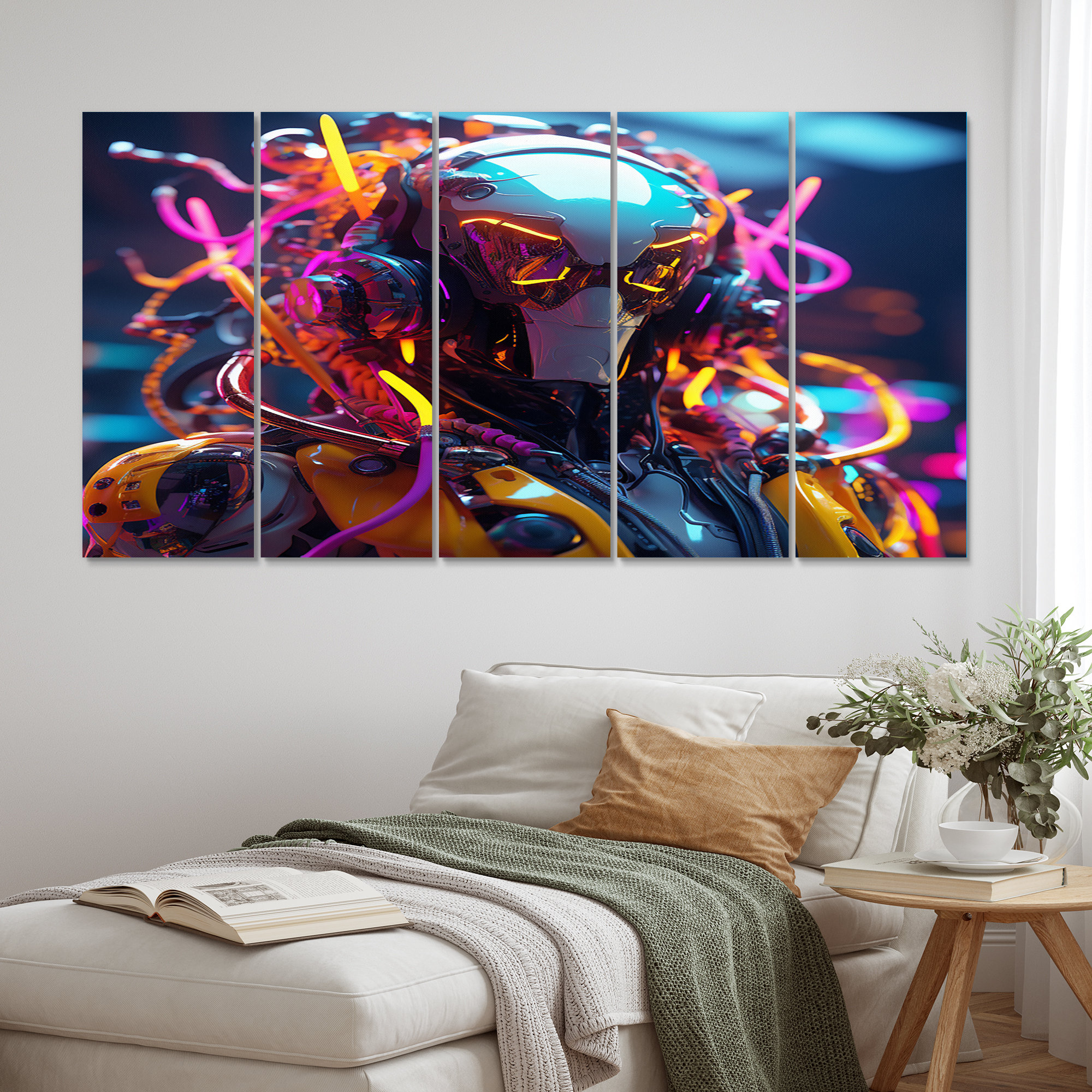 Trinx Sci-Fi Retro Futuristic Robot In Neon IV - Robot Wall Decor - 5 ...