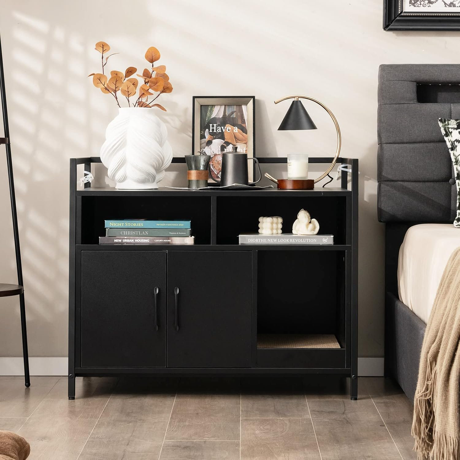 Hokku Designs Cat Litter Box Enclosure - Cat Washroom Hidden Furniture ...