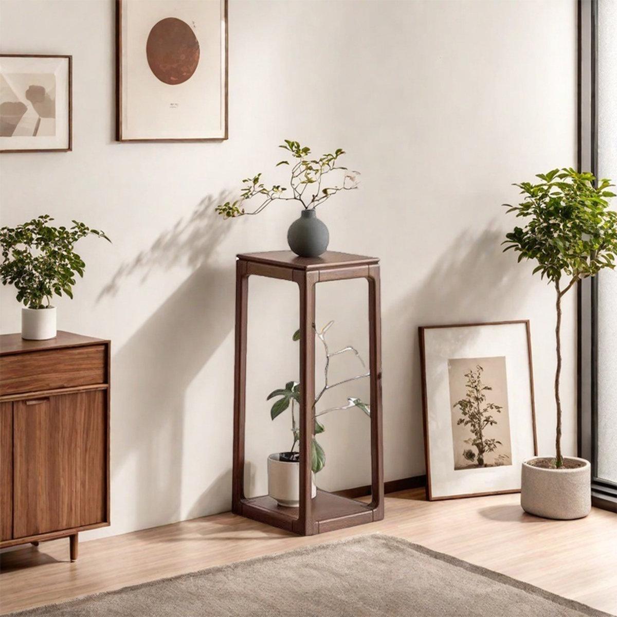Sleek Surface Designs All solid wood flower stand floor display stand ...