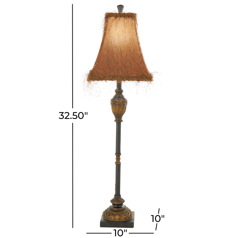 Fleur De Lis Living Cintron Metal Antique Style Brass Buffet Lamp with ...