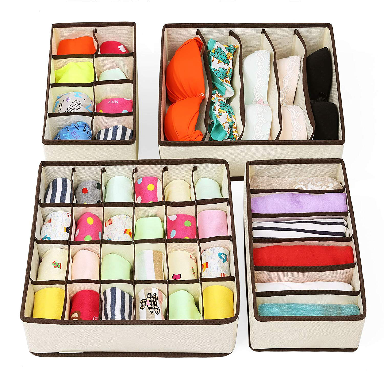 Rebrilliant 4 Piece Foldable Drawer Dividers Fabric Box Set & Reviews ...