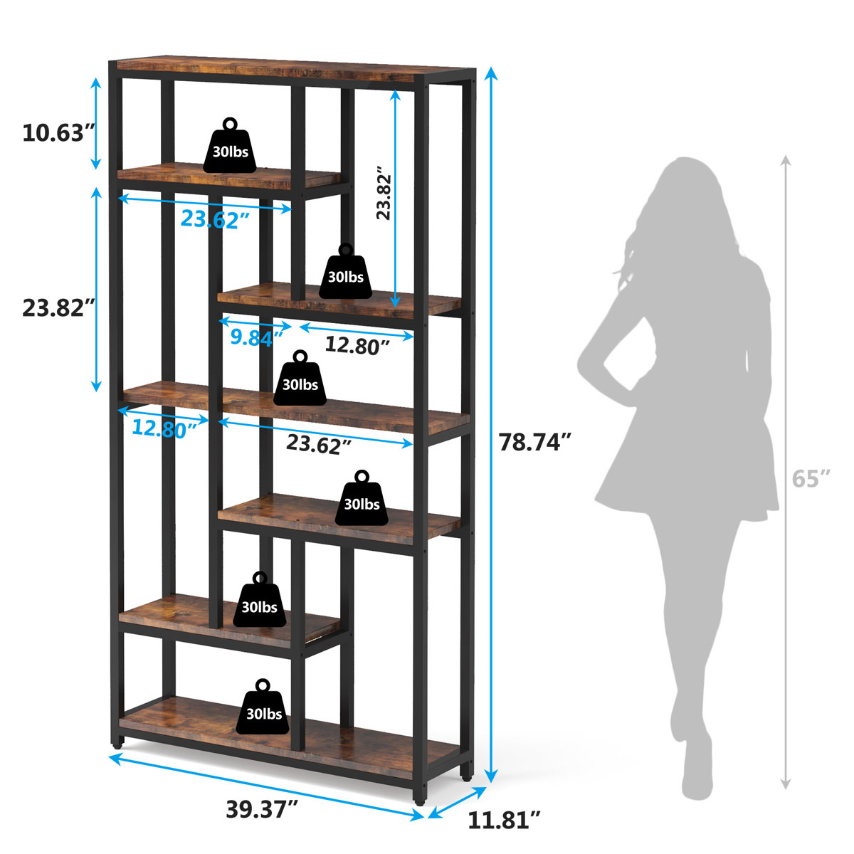 17 Stories Chappa 78.74" H x 39.37" W Stainless Steel Etagere Bookcase ...