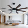 Mercer41 65 in. 8-Blade Black / Walnut Brown Fandelier Ceiling Fan with ...