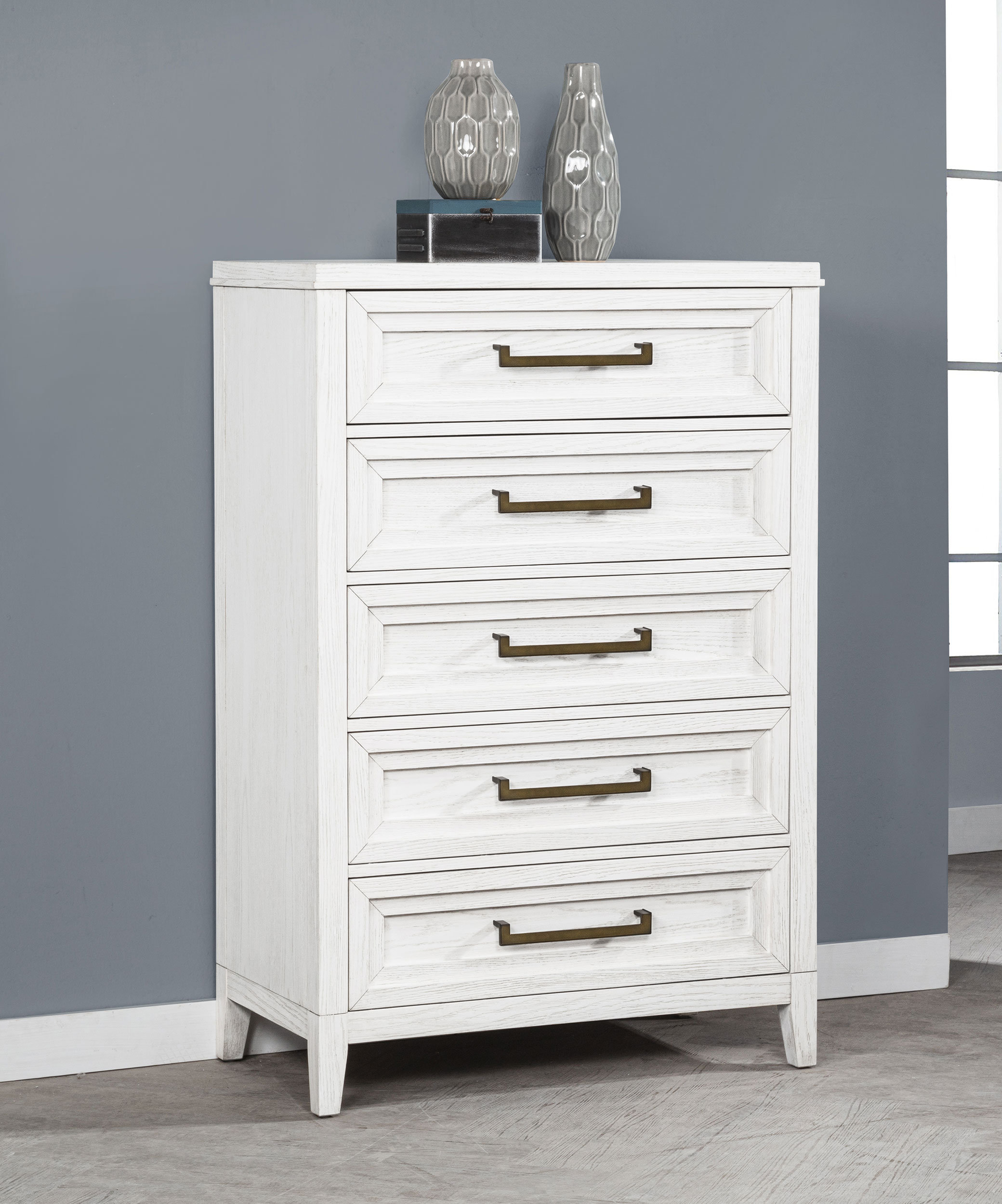 Lark Manor™ Loane 5-Drawer Bedroom Chest Distressed White | Wayfair