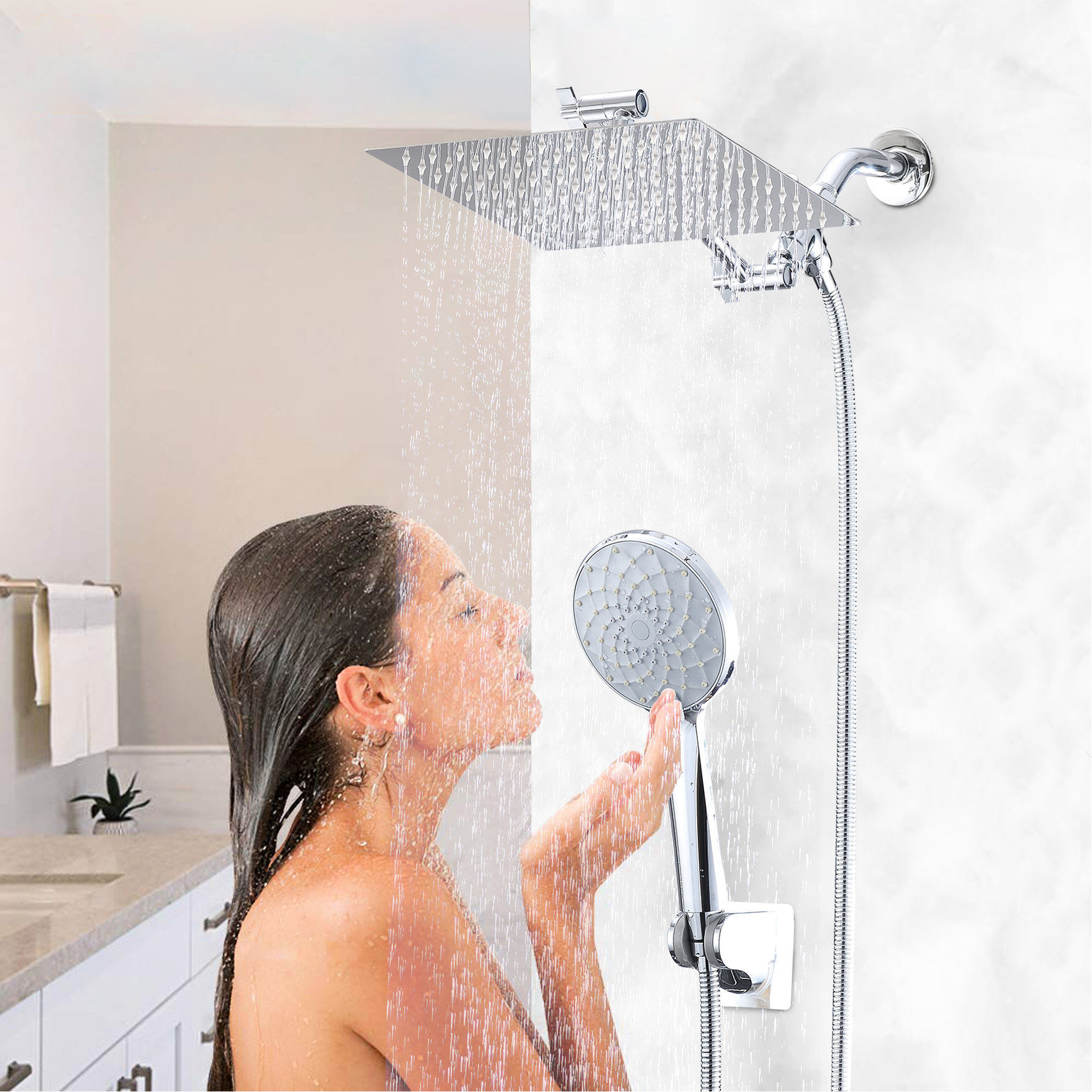 CaneCreations Stainless Steel Shower Head With Handheld - Angle ...