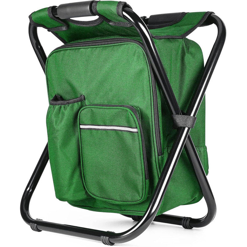 Latitude Run® Rectangular Stool Backpack Cooler Chair, Folding Fishing ...