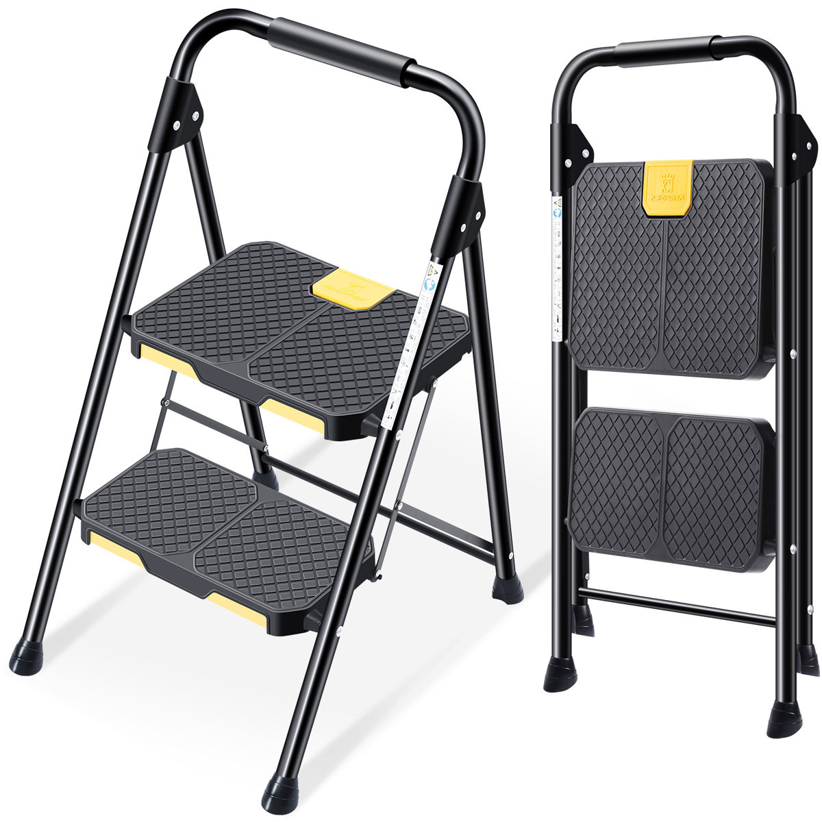 KINGRACK 2 Step Ladder,Metal ladder,Folding Step Stool Pass 800 lbs ...
