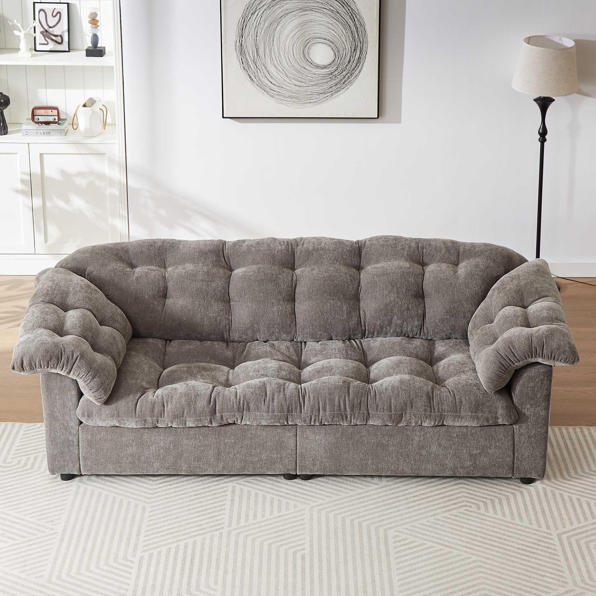 Latitude Run® 99.2" Chenille Modern Comfort Deep Seat Sofa, Upholstered ...
