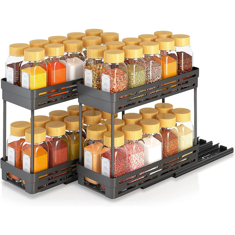17 Stories 2 Packs Pull Out Spice Rack Organizer for Cabinet, Slide Out ...
