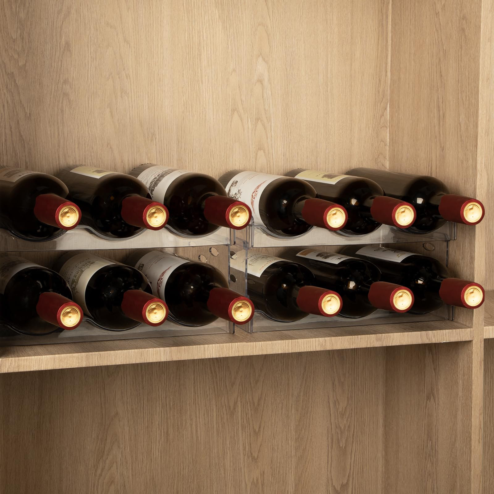 Prep & Savour Wine Rack-4 Pack Stackable Wine Rack For 12 Bottles,Wine ...