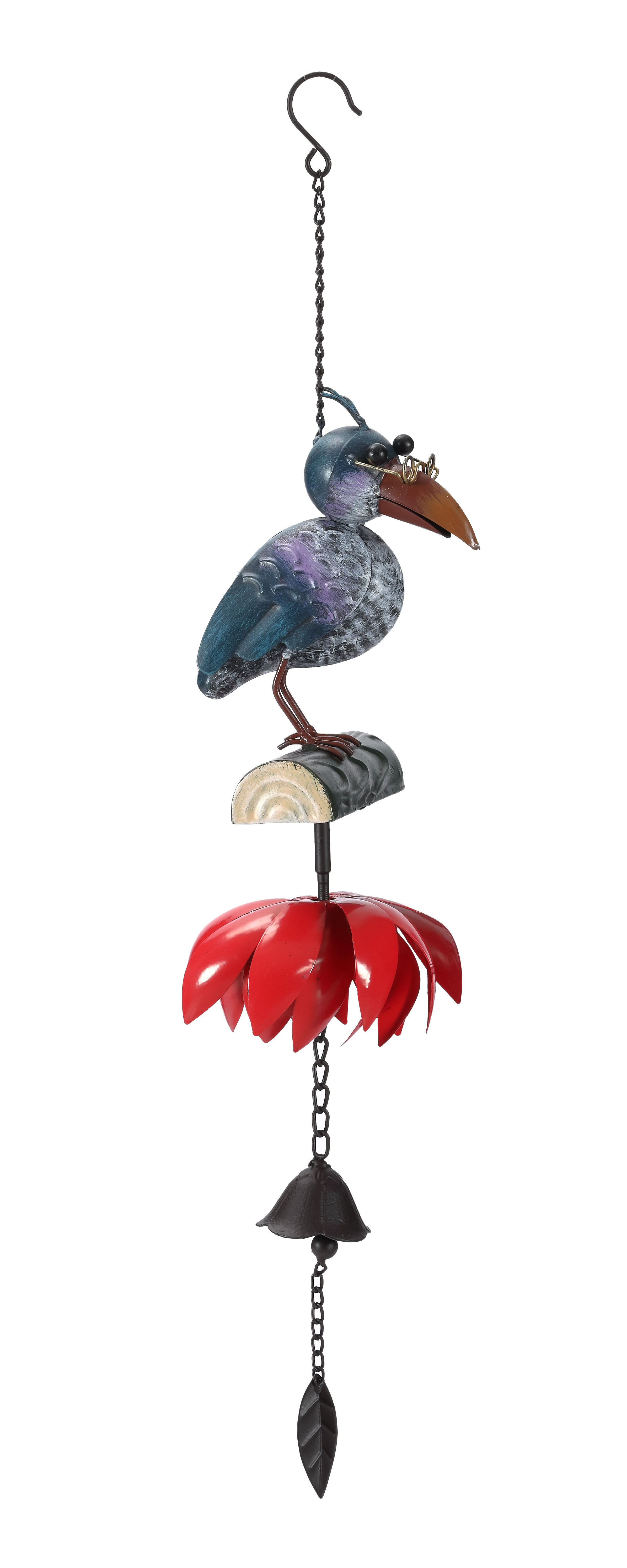 Bungalow Rose Rustic Old Crow Hanging Metal Bell Wind Chime | Wayfair