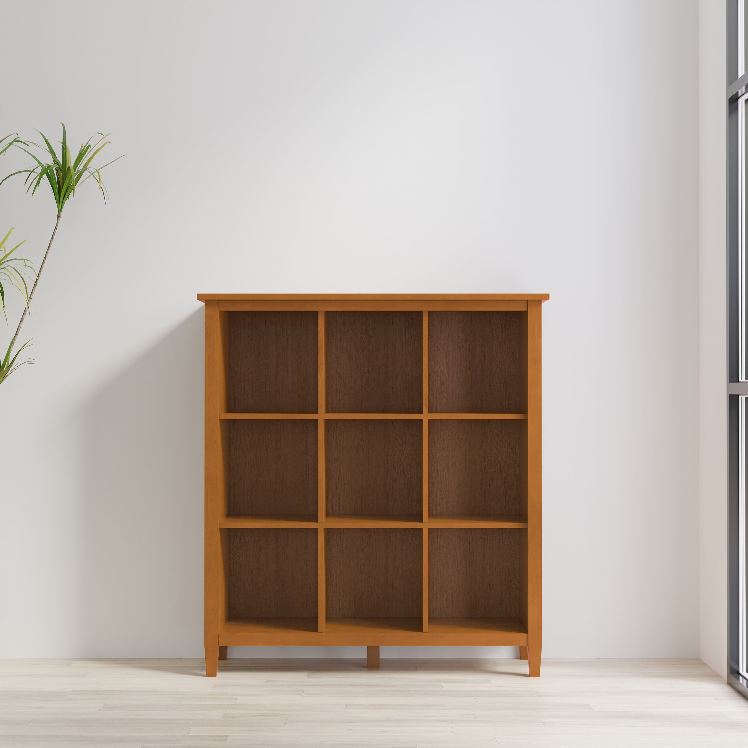 Simpli Home Warm Shaker 44"W Solid Wood 9 Cube Storage Bookcase with ...