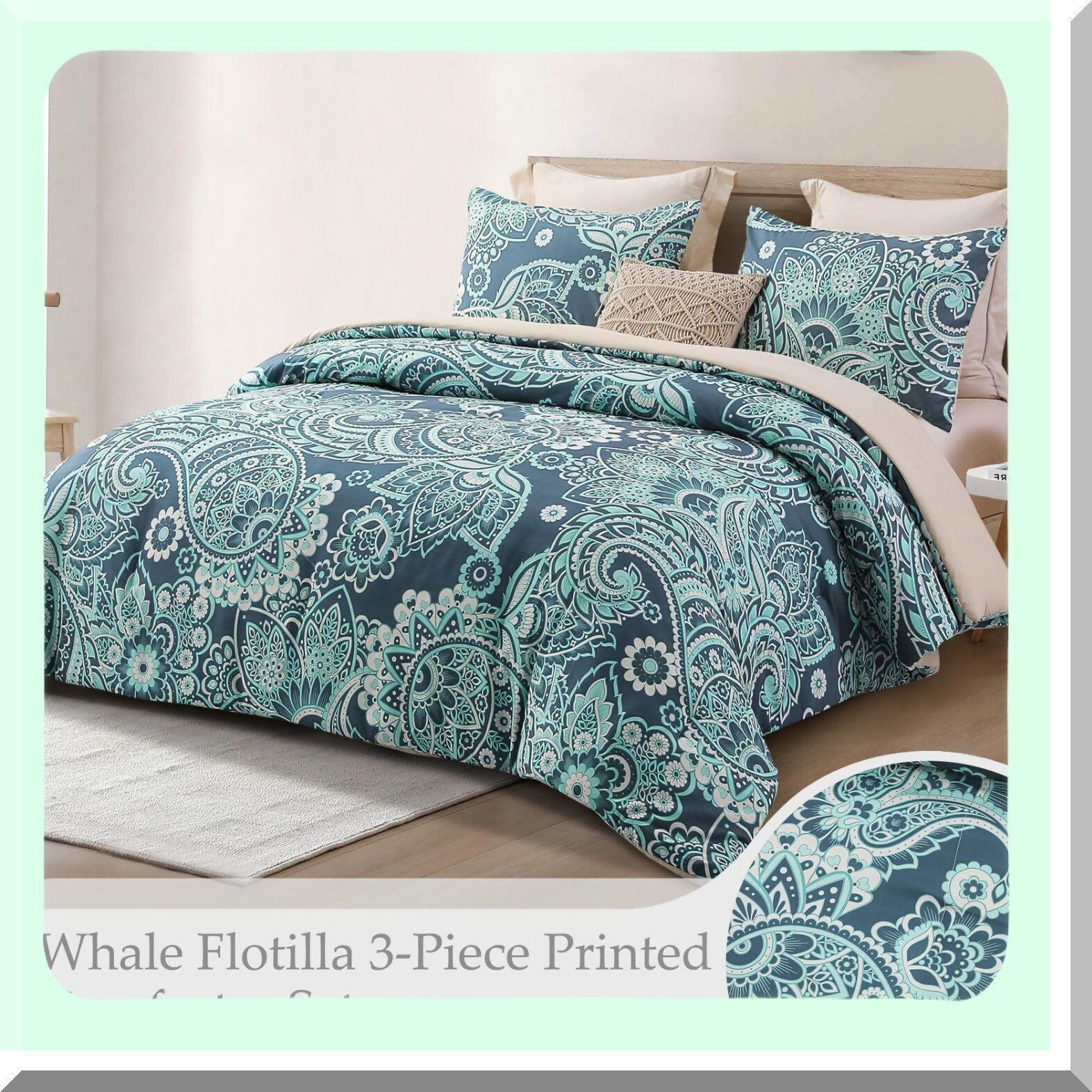 Bungalow Rose Paisley Paradise 3-Piece Comforter Set - Soft Reversible ...