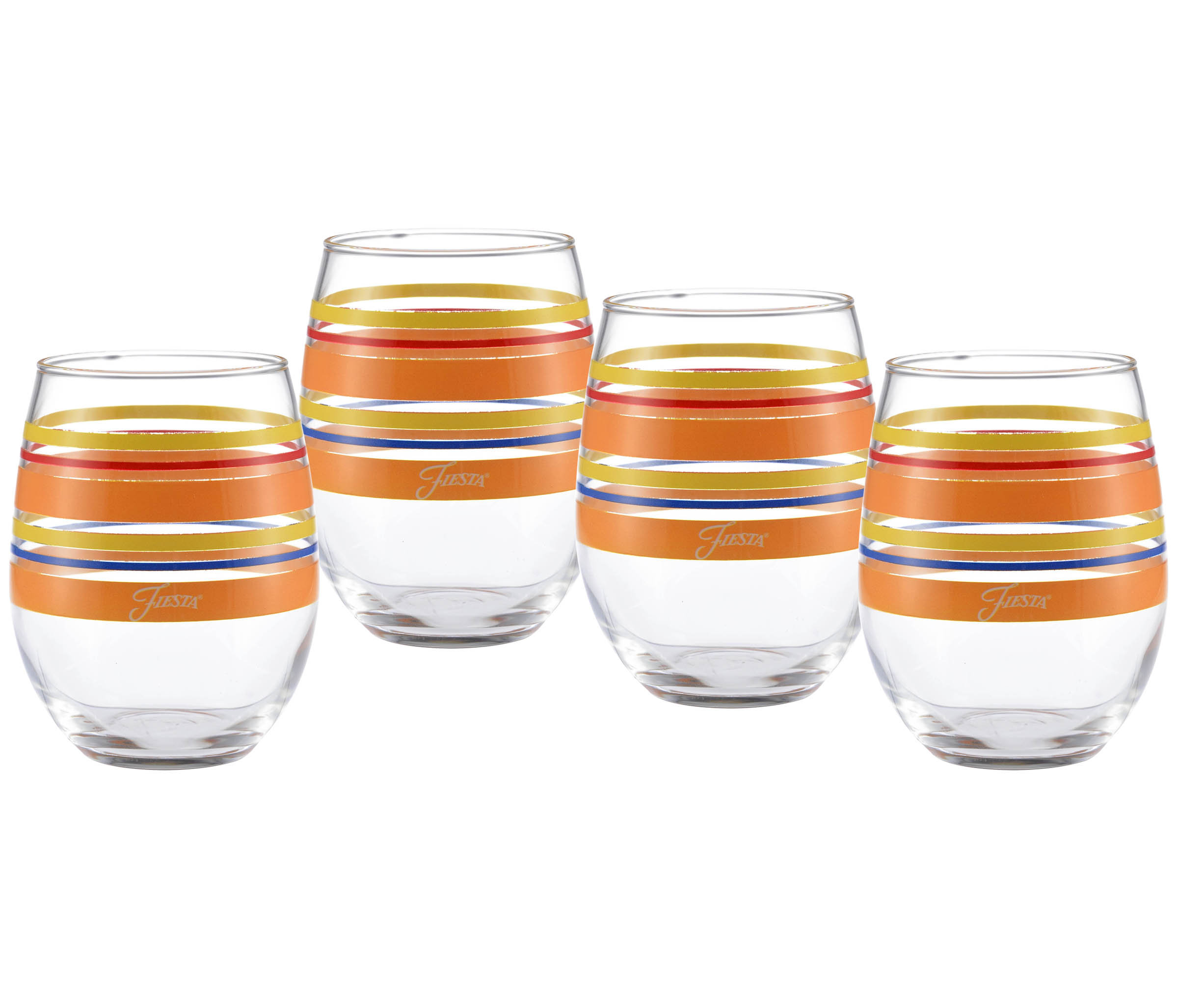 Fiesta® Sienna Sunset Stripes Stemless Wine Glass Set Of 4 - Wayfair Canada