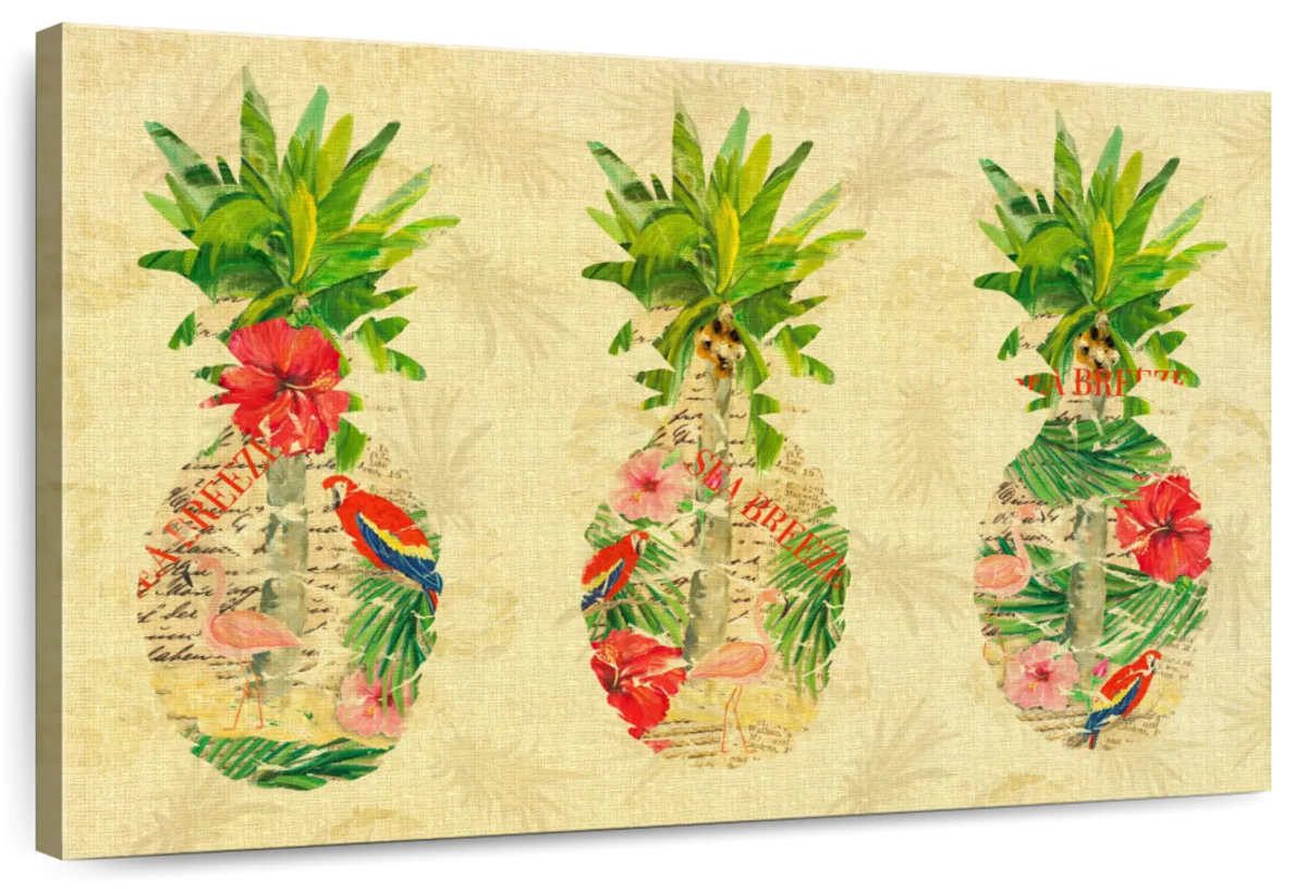 Ebern Designs Yarlin Triple Tropical Pineapple Collage | Wayfair