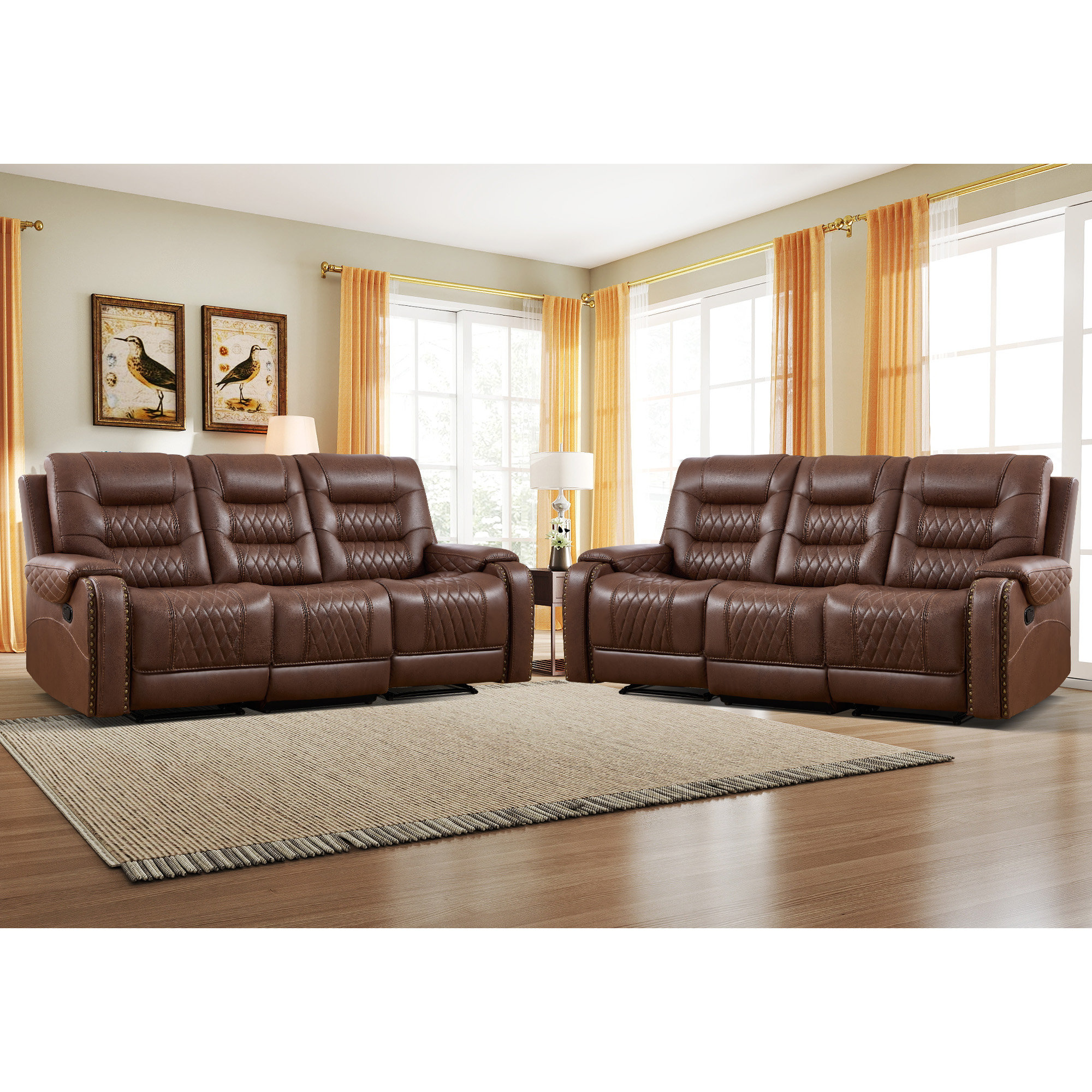 Lark Manor™ 85'' Wide Modern Upholstered Faux Leather Manual Reclining ...