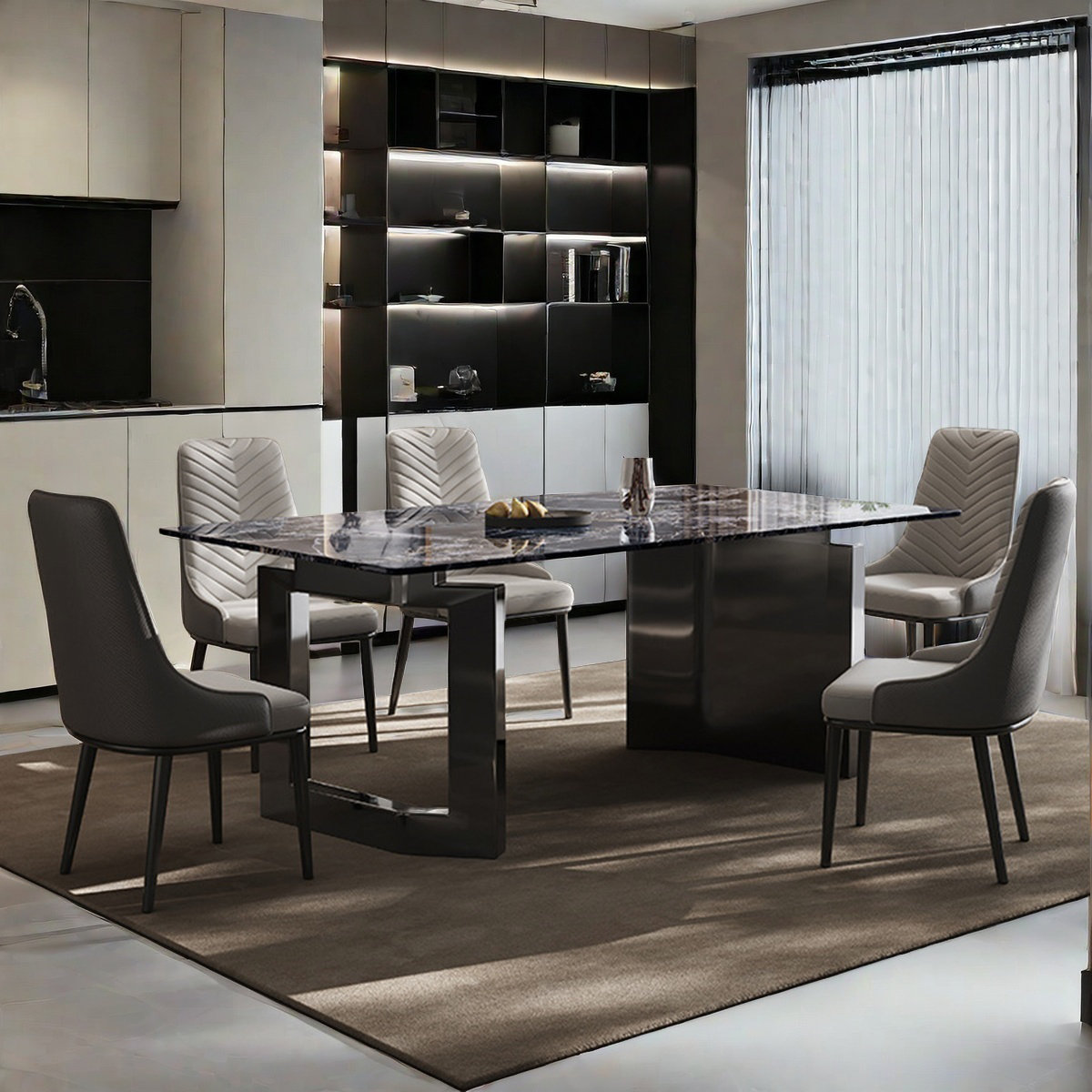 ALLNICEDT Modern Rectangular Luxury Stone Dining Table Sets - Wayfair ...