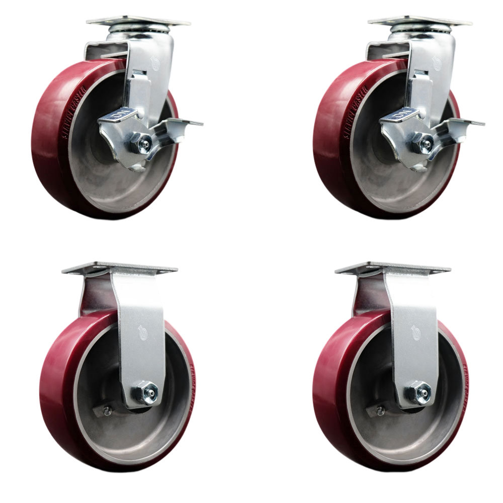 Service Caster 4 Piece Poly on Aluminum Caster Set with Roller Bearings ...