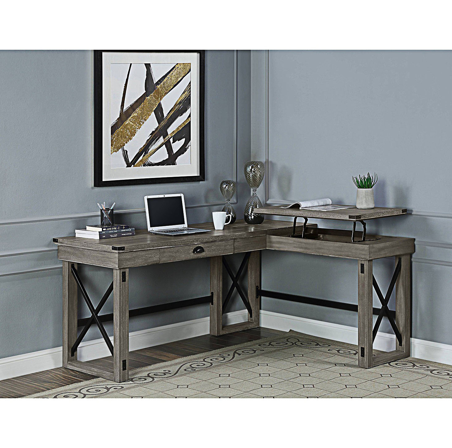 17 Stories Writing Desk With Lift Top, Study Desk With A Felt-lined ...