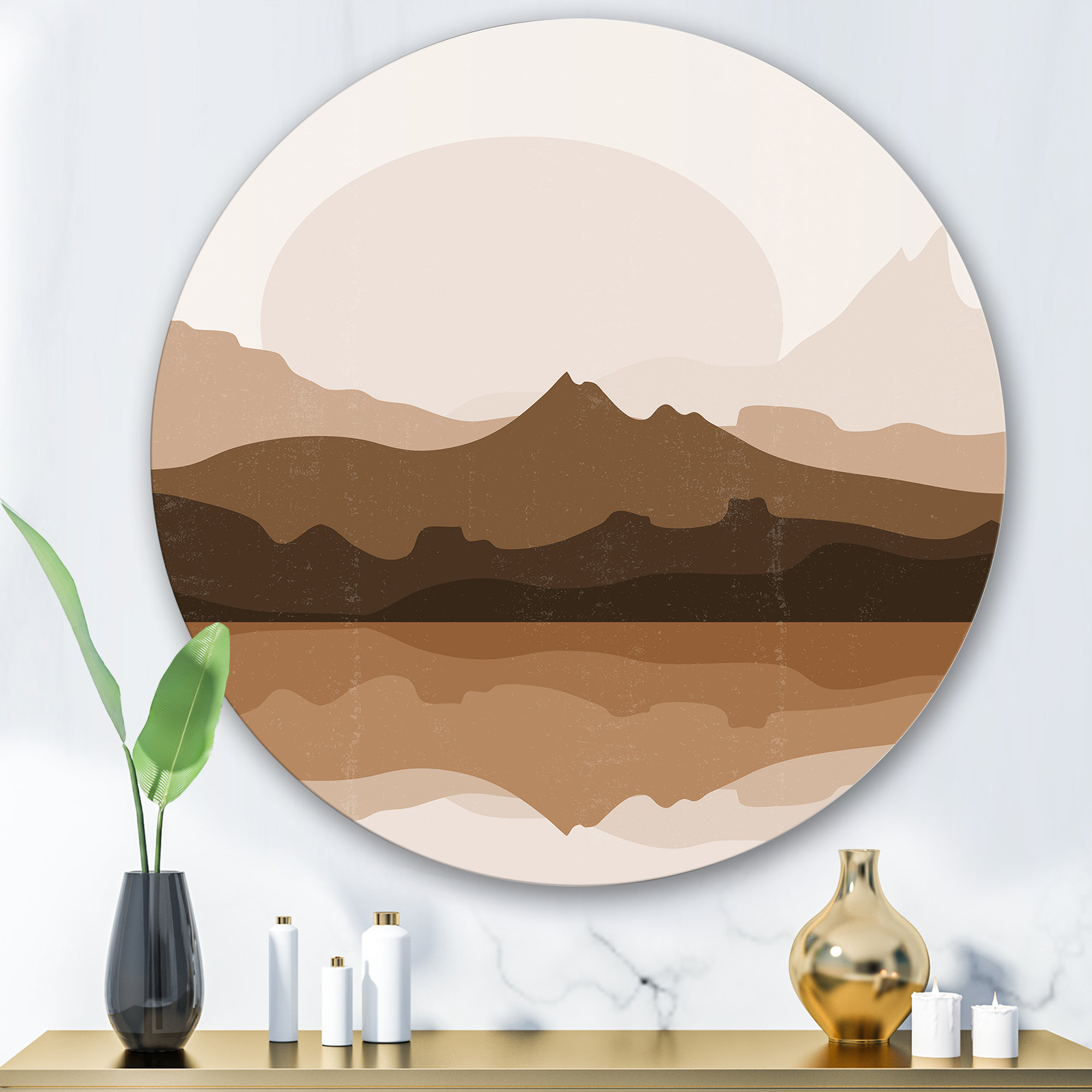 East Urban Home Minimalist Terracotta Landscape - Modern Metal Circle ...