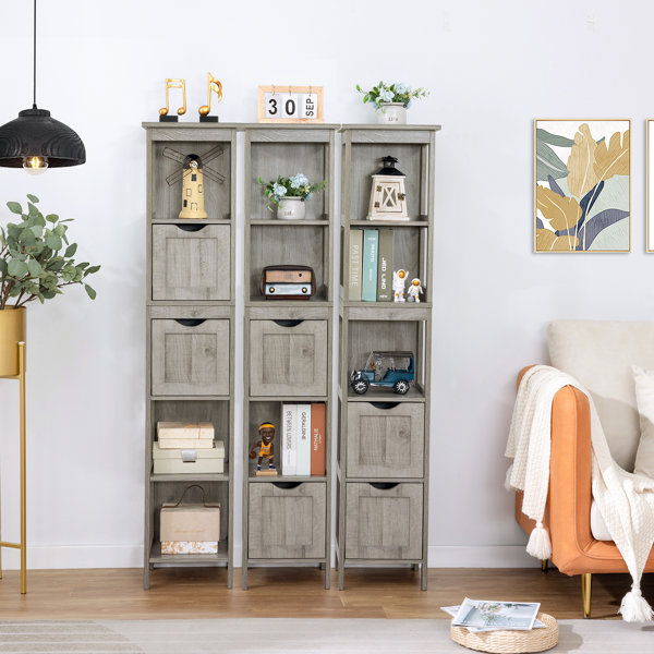 Loon Peak® 3 Tier Shelf Floor Storage Cabinet With 2 Drawers, 55.7 ...