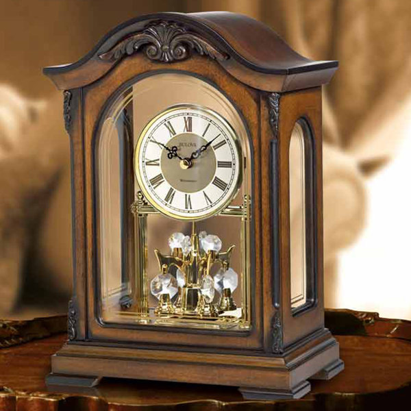 Bulova Clocks Roman Numeral Walnut Wood Quartz Tabletop Clock in ...