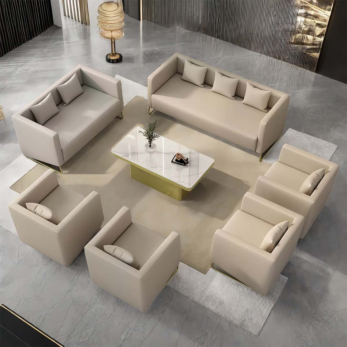 CoyNet Sofa Boutique Beige sofa and coffee table full reception set | Wayfair