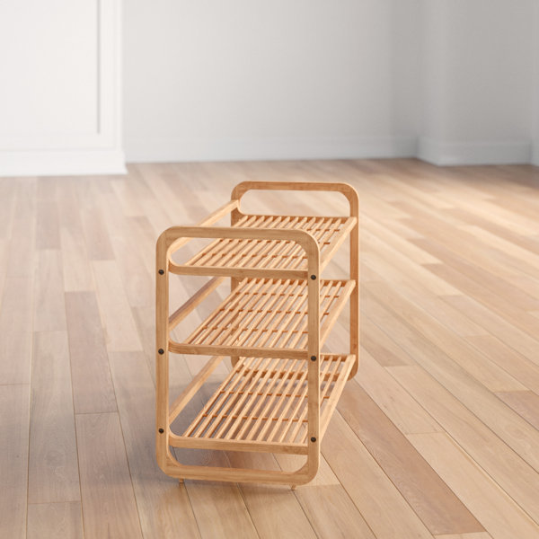 Three Posts™ 12 Pair Stackable Solid Wood Shoe Rack & Reviews | Wayfair