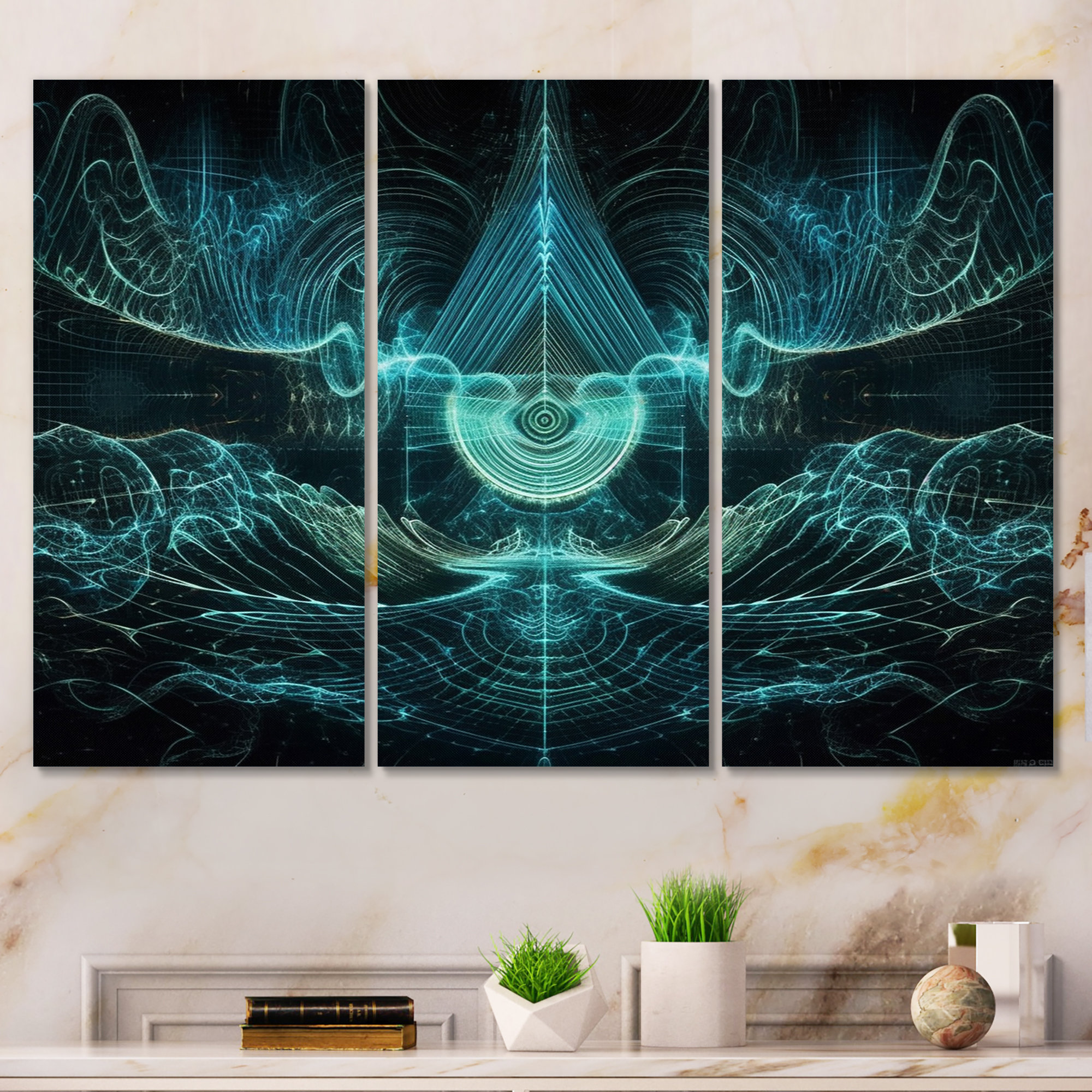 Brayden Studio® " Turquoise Harmony Soundwaves Ocean Seascape II " 3 ...