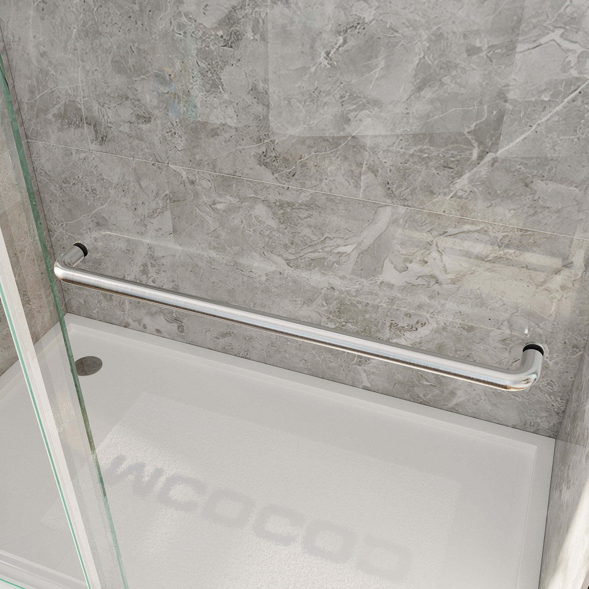 MCOCOD 24" Round Tube Stainless Steel Shower Towel Bar With Handle ...